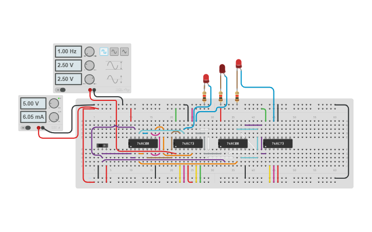 Circuit Design 3 Bit Asynchronous Updown Counter Tinkercad 8559