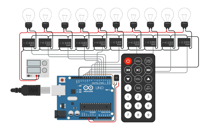 Circuit design Infrared Remote, full working - Tinkercad