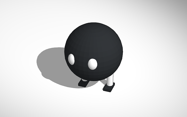 3D design black ball with legs and eyes - Tinkercad