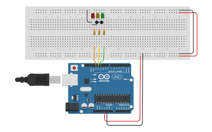 Circuit design semáforo com arduino - Tinkercad
