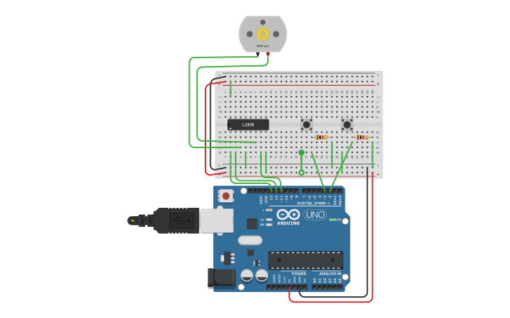 Circuit design Motor mit Motortreiber - Tinkercad