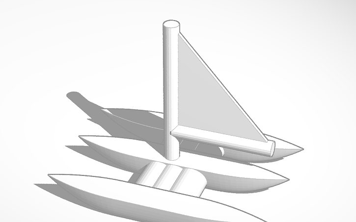 3D design awesome triple hull sail boat - Tinkercad