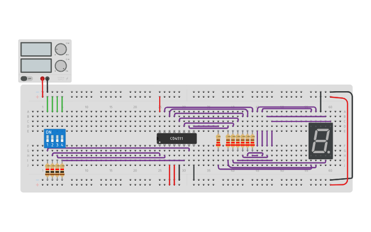 Circuit design bcd to 7 segment - Tinkercad