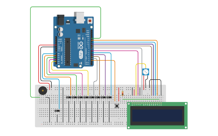 Circuit design Mostrar Numeros Binarios - Tinkercad