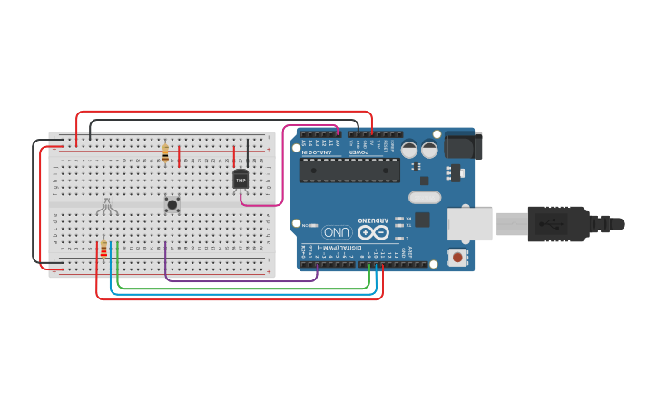 Circuit design Week 2 - TMP LED Interrupt Example | Tinkercad
