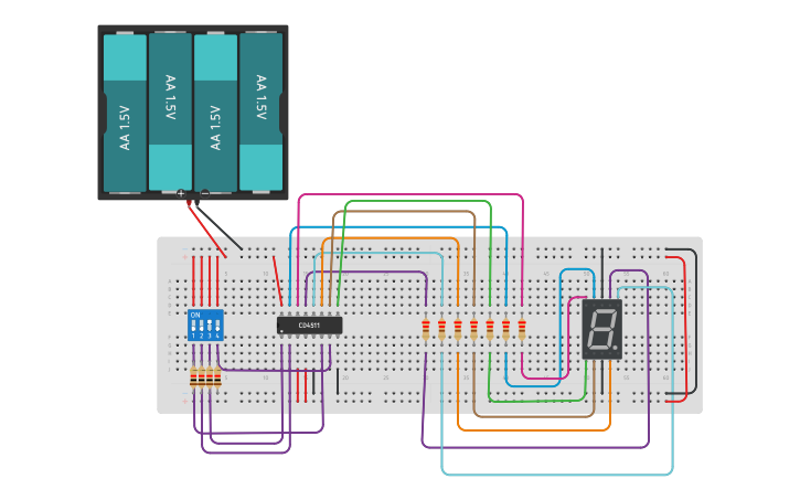 Circuit design BCD To 7 Segment - Tinkercad