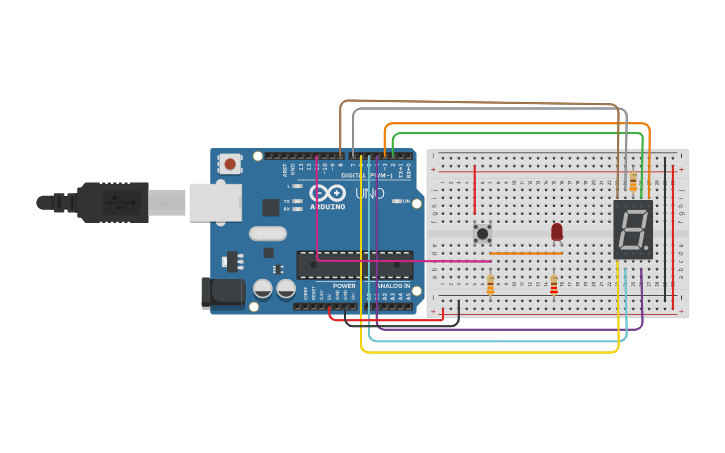 Circuit design contador digital - Tinkercad