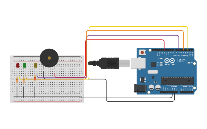Circuit design MORSE_CODE_USING_LEDANDBUZZER | Tinkercad