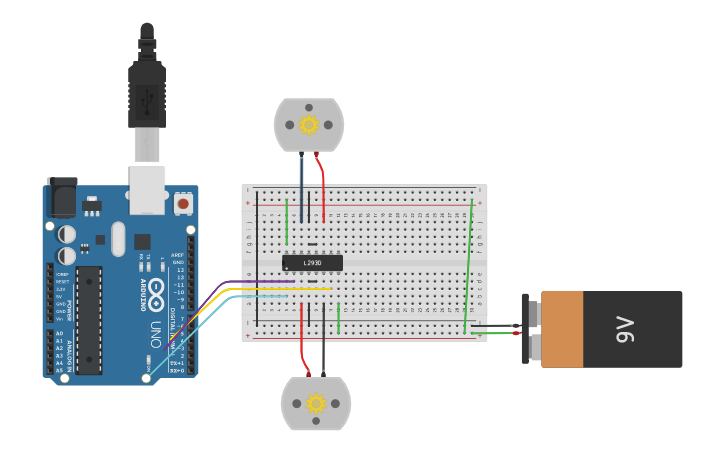 Circuit design L293D - Tinkercad