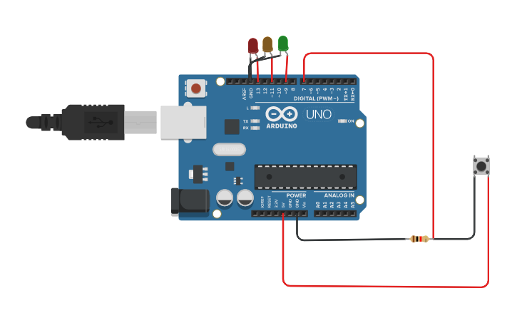Circuit design Feu tricolore | Tinkercad