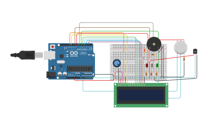 Circuit design Fire Alarm System (Rover Task remake) - Tinkercad