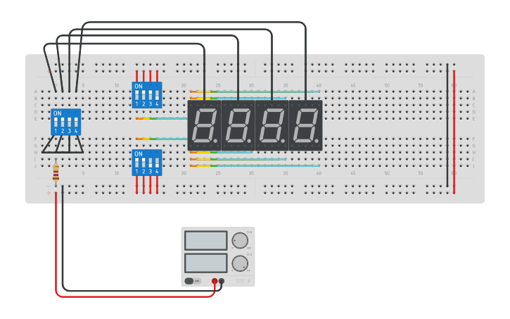 Circuit design 4 Digit 7 Segment Display - Tinkercad