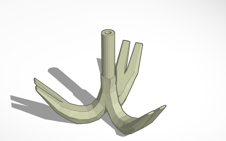 3D design crowbar grappling hook prop for nerf hammershot | Tinkercad