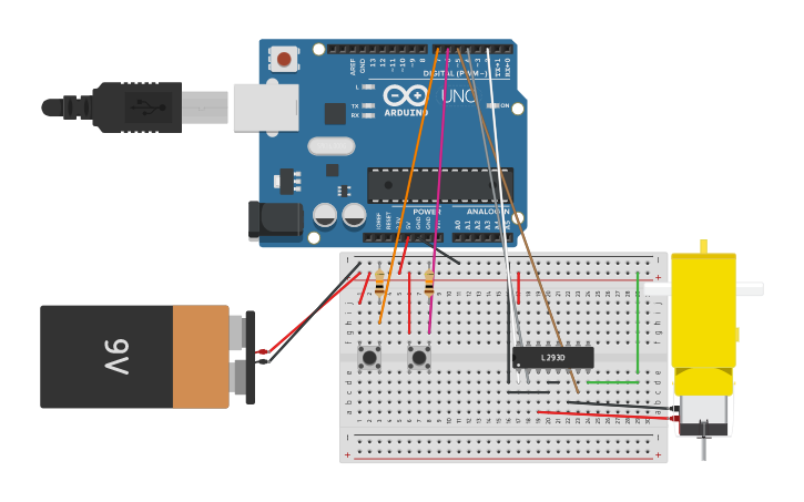 Circuit design Gearmotor - Tinkercad