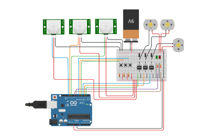 Circuit design Sanitization Station Circuit - Blue Team | Tinkercad