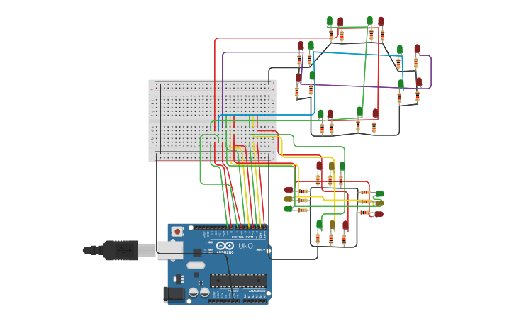 Circuit design Copy of Copy of Traffic Light - Tinkercad