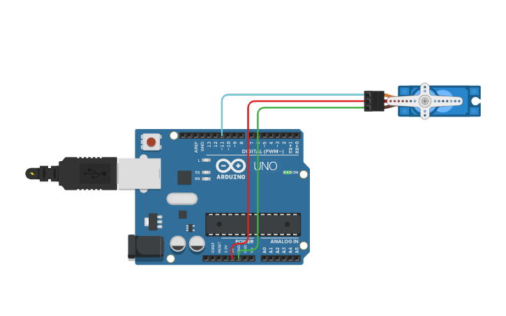 Circuit design servo motor while loop - Tinkercad