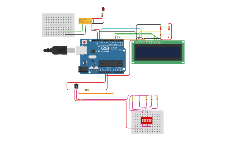 Circuit design Automatic Pump Motor starter - Tinkercad