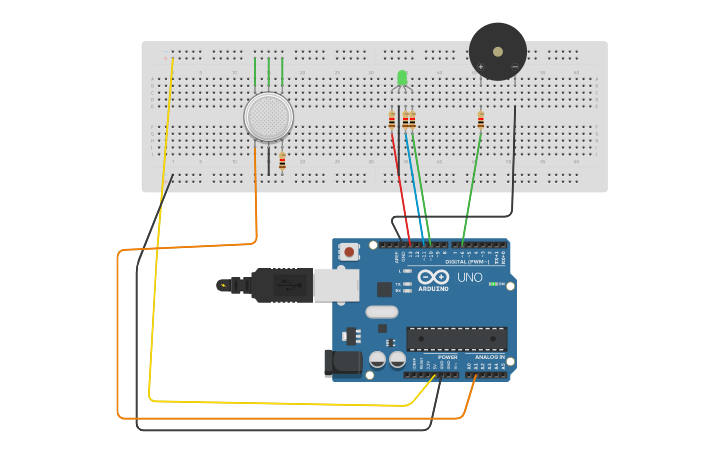 Circuit design smoke detector - Tinkercad