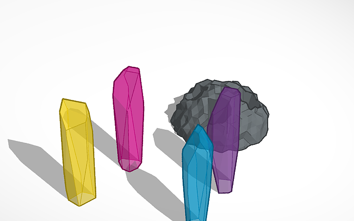 3D design crystals in a rock | Tinkercad