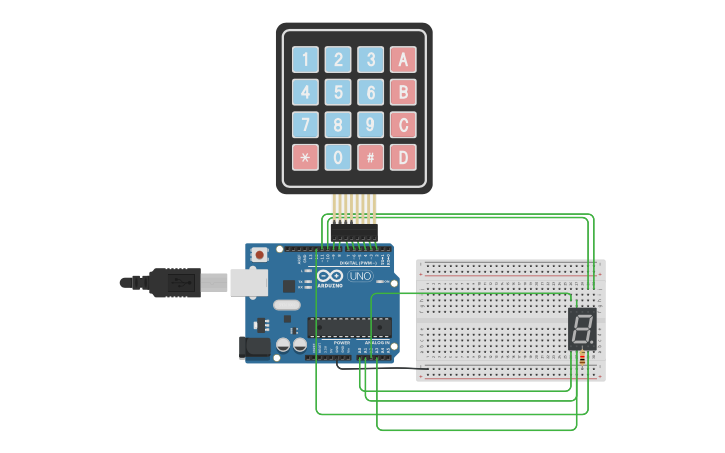 Circuit design KEYPAD, 7-SEGMENT - Tinkercad Circuit design KEYPAD, 7-SEGMENT - Tinkercad