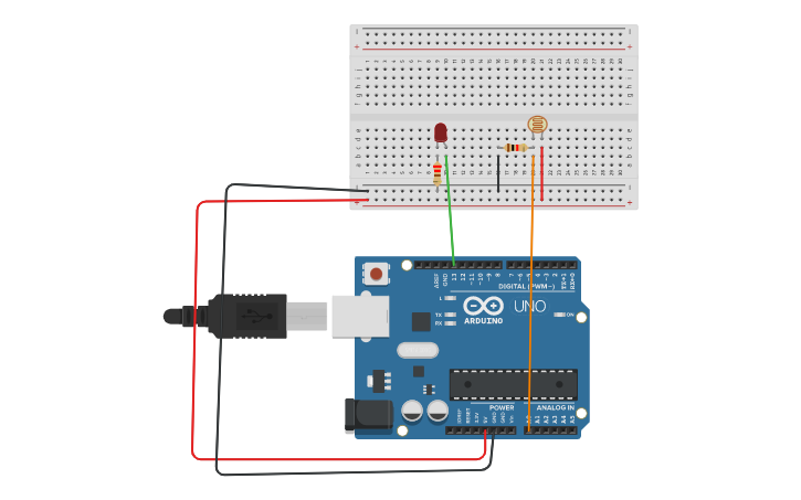 Circuit design Circuito 8 sensor LDR - Tinkercad