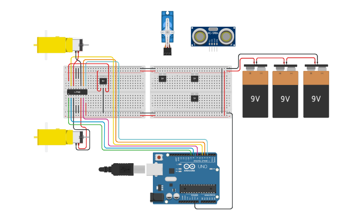 Circuit design (Start Part 2) Self Driving Car Project - Tinkercad