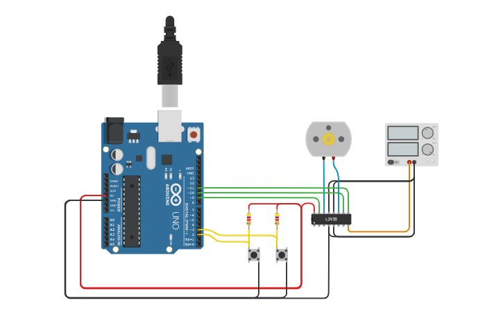 Circuit Design [ex17] Arduino Switch Control Dc Motor Tinkercad
