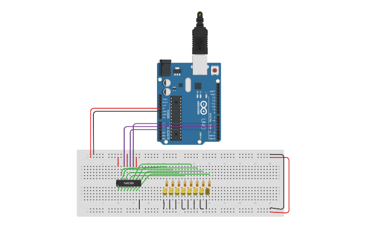 Circuit design SR 74HC595 PINNA | Tinkercad