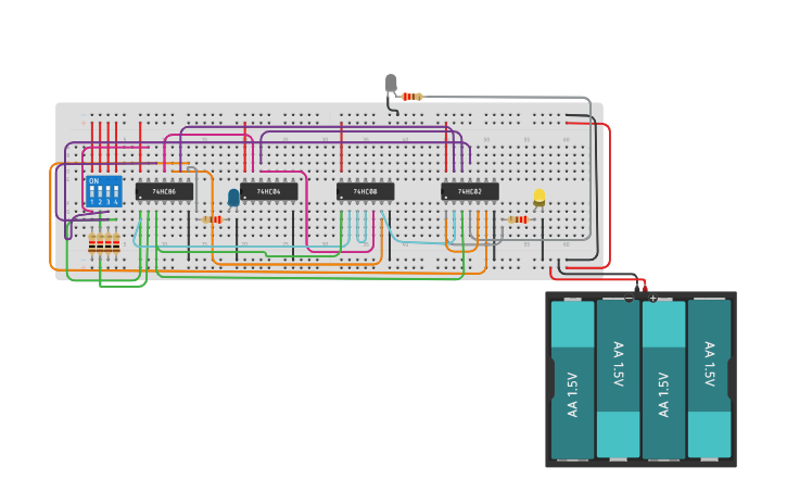 Circuit design 2 bit comparators - Tinkercad