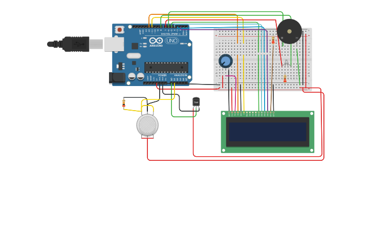 Circuit design FIRE ALARM DETECTOR - Tinkercad