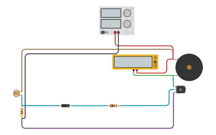 Circuit design Fire Alarm using transistor - Tinkercad