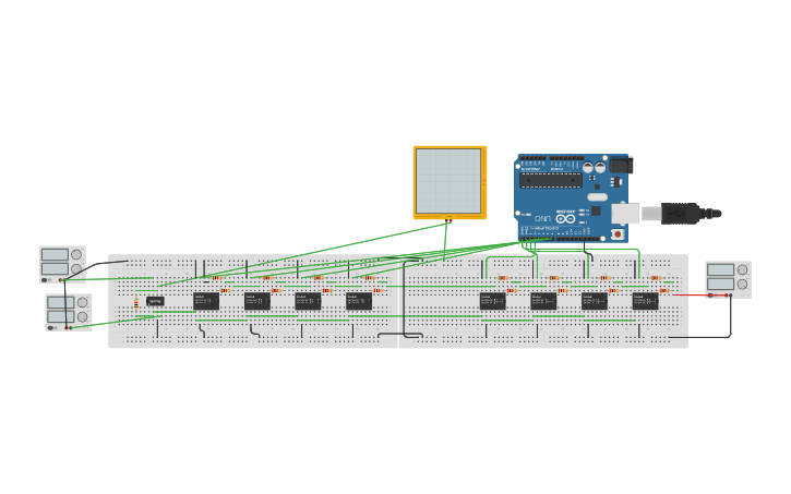 Circuit design 8bit DA-Wandler R2R - Tinkercad