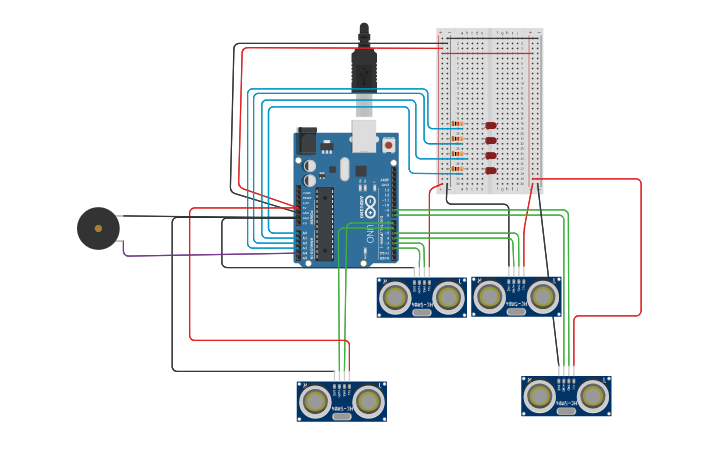 Circuit design ultrasonic cars WIN2020 - Tinkercad