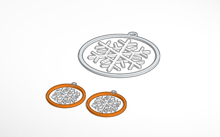 3D design Floating Snowflake Ornament and Earrings - Tinkercad