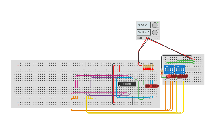 Circuit design 4-Bit Adder | Tinkercad