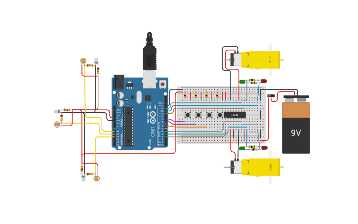 Circuit design Chllge 2obstacle avoiding - Tinkercad