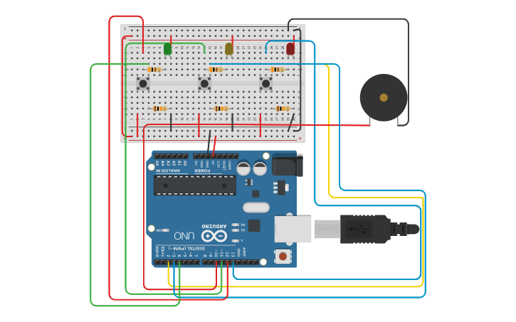 Circuit design alarmes - Tinkercad