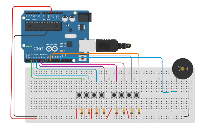 Circuit design piano - Tinkercad
