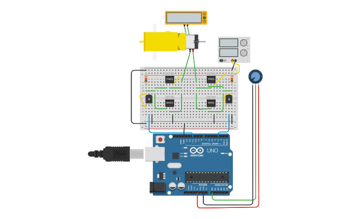 Circuit Design Potentiometer Mosfet H Bridge Tinkercad
