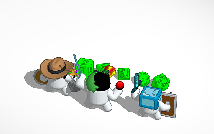 3d Design Copy Of Dnd Dice Set And Mini Figures Tinkercad