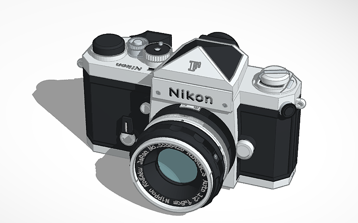 3D design Nikon F with Lens - Tinkercad