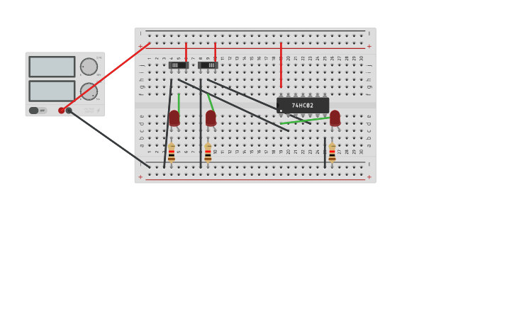 Circuit design 7402 - Tinkercad