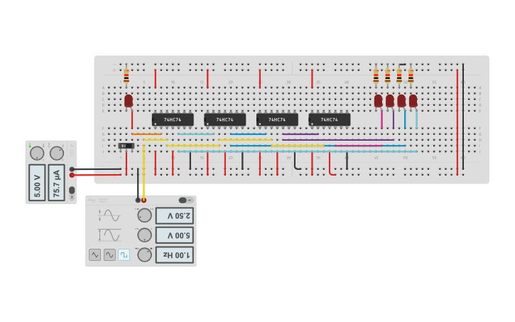 Circuit design Left Shift Register | Tinkercad