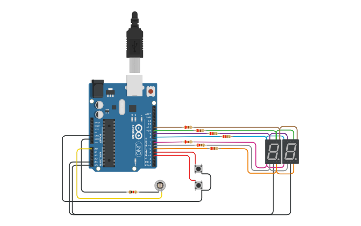 Circuit design Tercera Parte Parcial SPD - Tinkercad