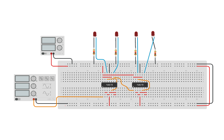 Circuit design Asynchronous Up Counter - Tinkercad