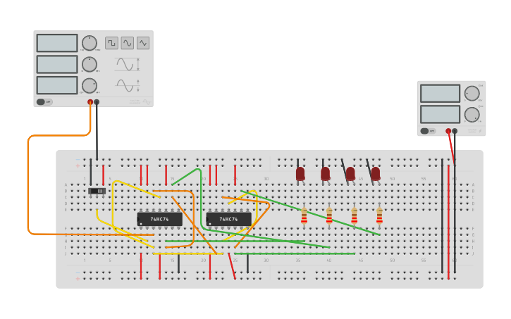 Circuit design SIPO | Tinkercad