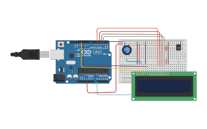 Circuit design Temperature sensor - Tinkercad