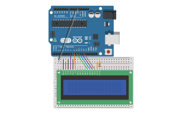 Circuit design Copy of LCD Scrolling Text | Tinkercad