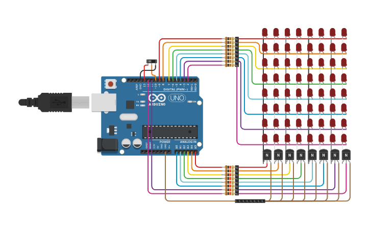 Circuit Design Copy Of Led Array 8x8 64 Leds Tinkercad